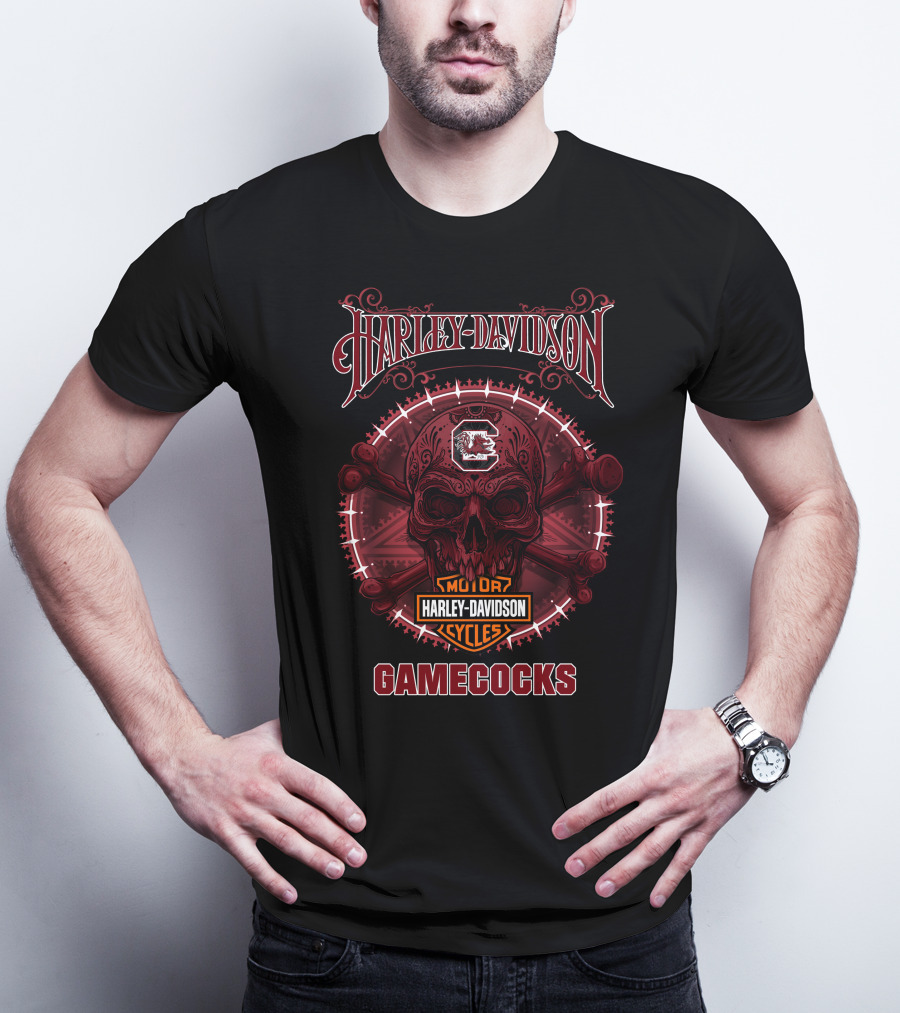 Harley Davidson South Carolina Gamecocks Skull T-Shirt