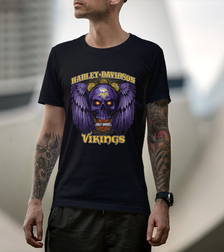 Harley Davidson Vikings Minnesota Nfl Motorcycles T-Shirt