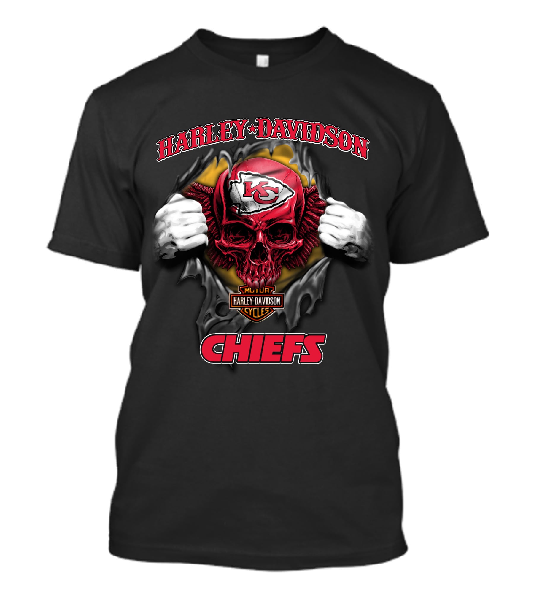 Harley Davidson Major Kansas City Chiefs Skull T-Shirt
