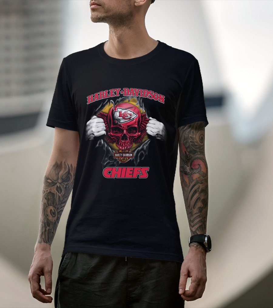 Harley Davidson Major Kansas City Chiefs Skull T-Shirt