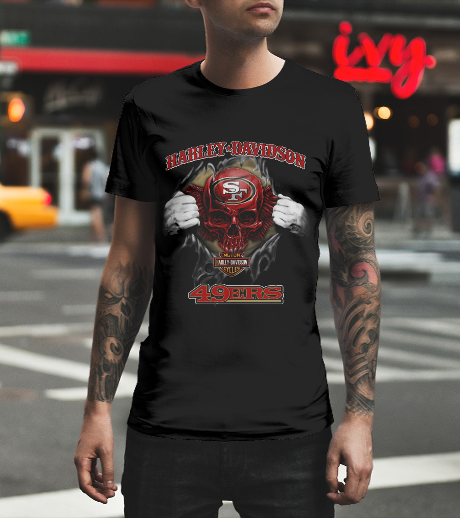 Harley Davidson Nfl Skull San Francisco 49ers T-Shirt