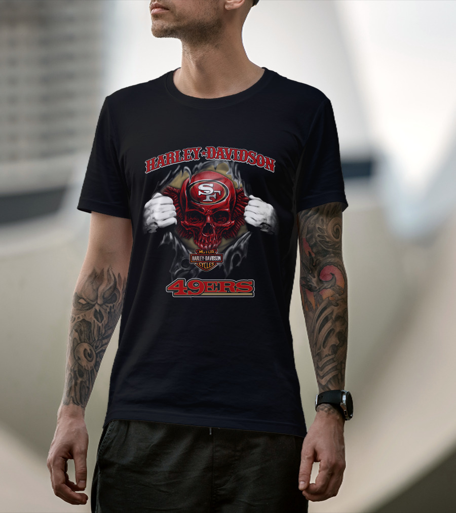 Harley Davidson Sf Skull 49ers Nfl T-Shirt