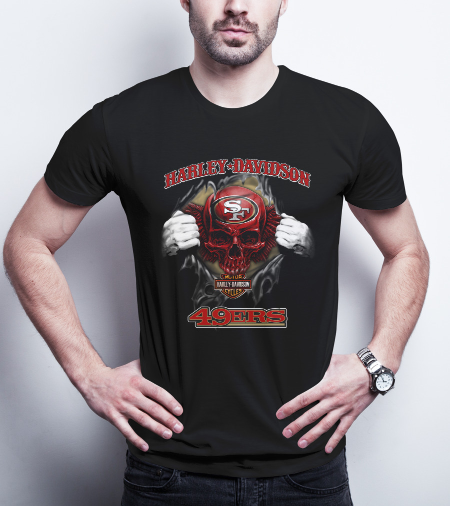 Harley Davidson Sf Skull 49ers Nfl T-Shirt