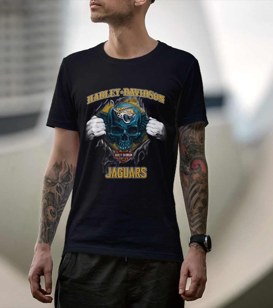 Harley Davidson Jacksonville Jaguars Skull Cycles T-Shirt