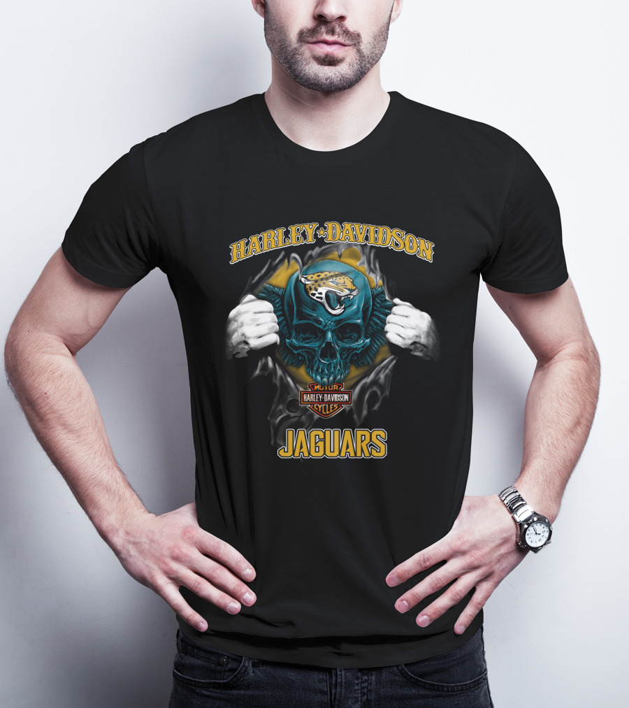 Harley Davidson Jacksonville Jaguars Skull Cycles T-Shirt