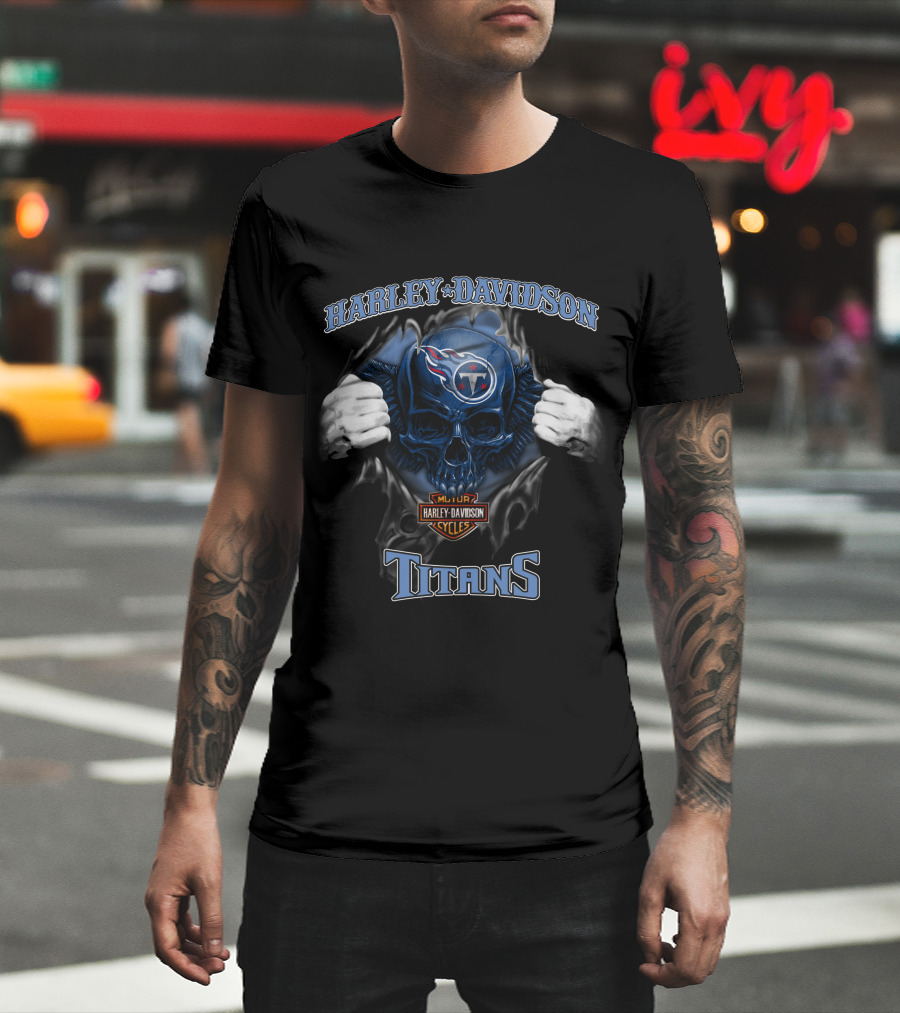 Harley Davidson Nfl Skull Titans Major Cycles T-Shirt