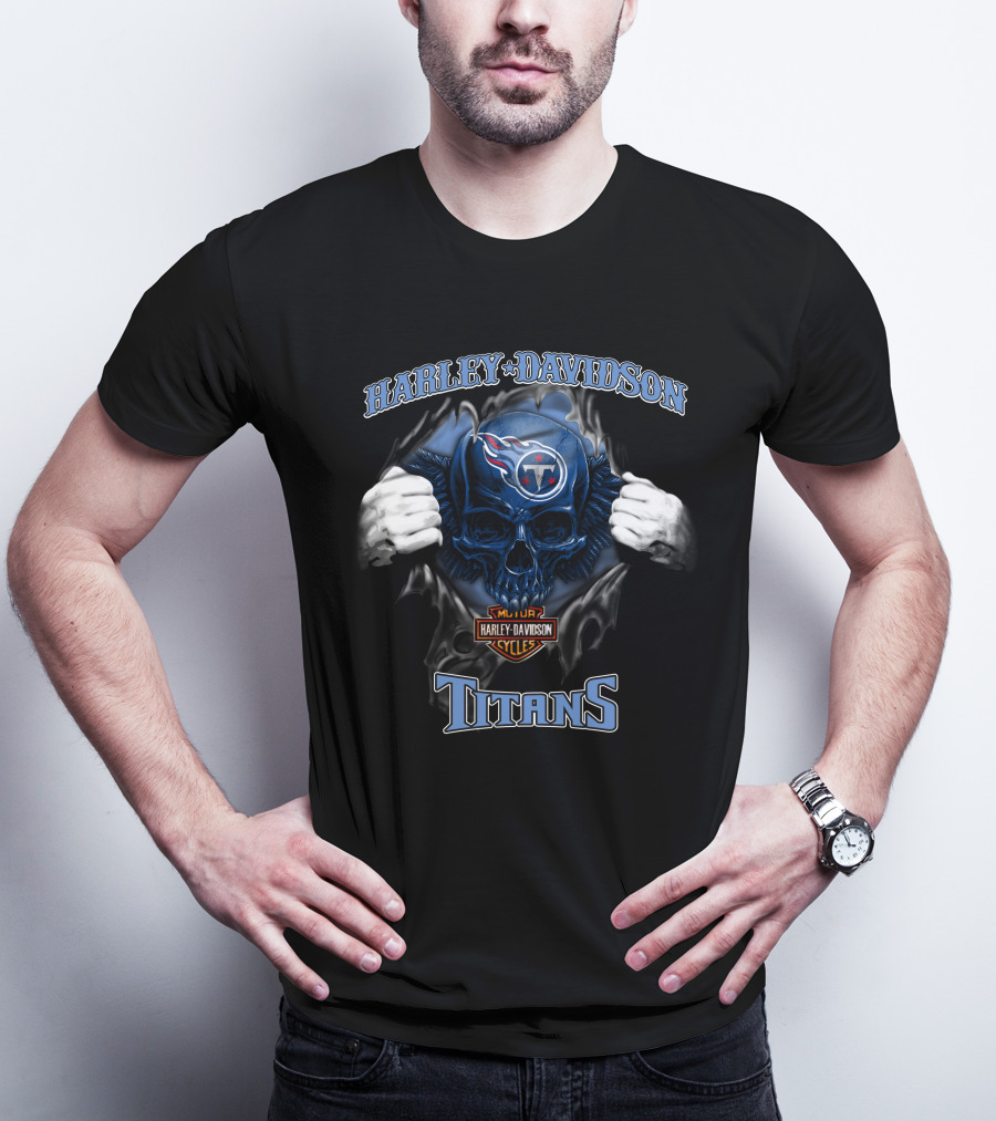 Harley Davidson Nfl Skull Titans Major Cycles T-Shirt