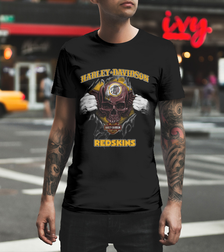 Harley Davidson Nfl Skull Washington Redskins T-Shirt