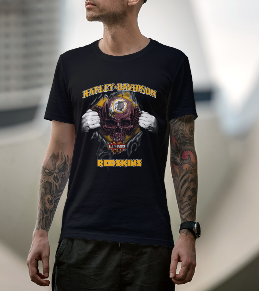 Harley Davidson Nfl Skull Washington Redskins T-Shirt