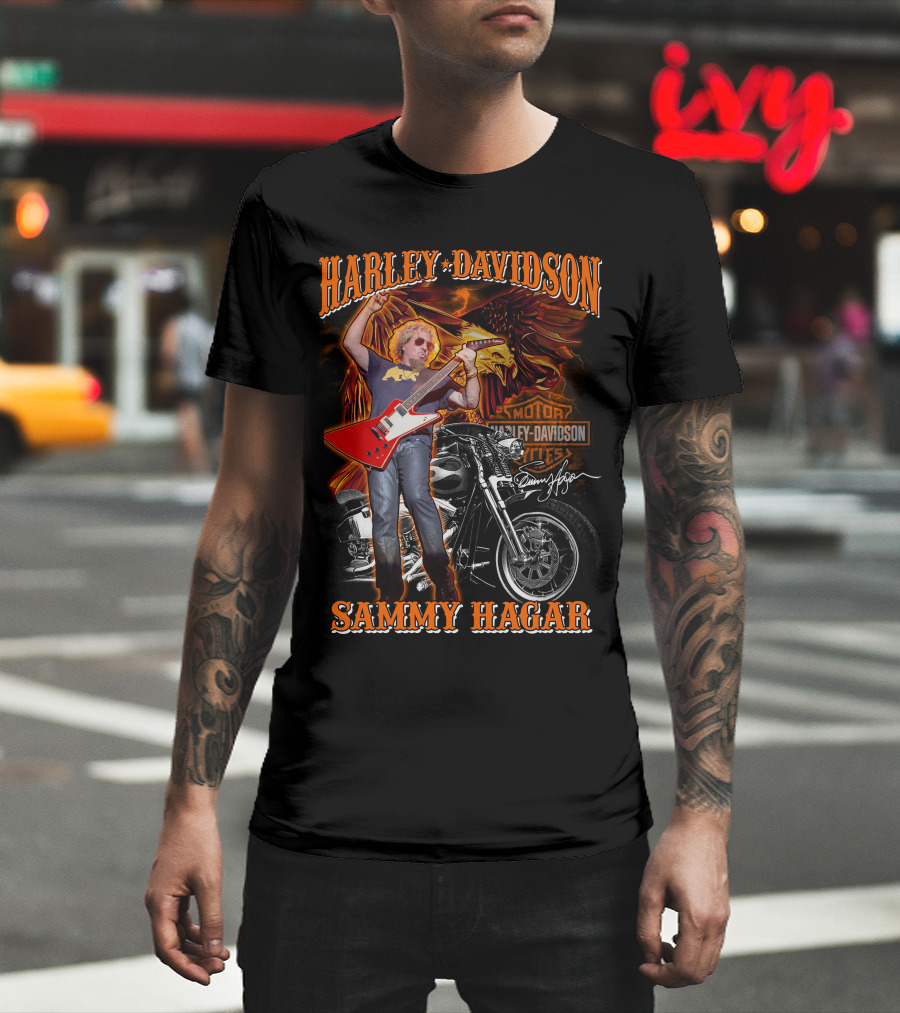 Harley Davidson Sammy Hagar Motorcycles Eagle Guitar Performance T-Shirt