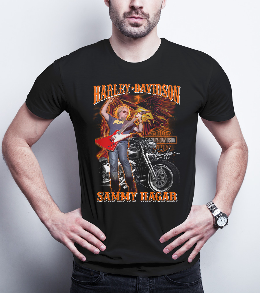 Harley Davidson Sammy Hagar Motorcycles Eagle Guitar Performance T-Shirt