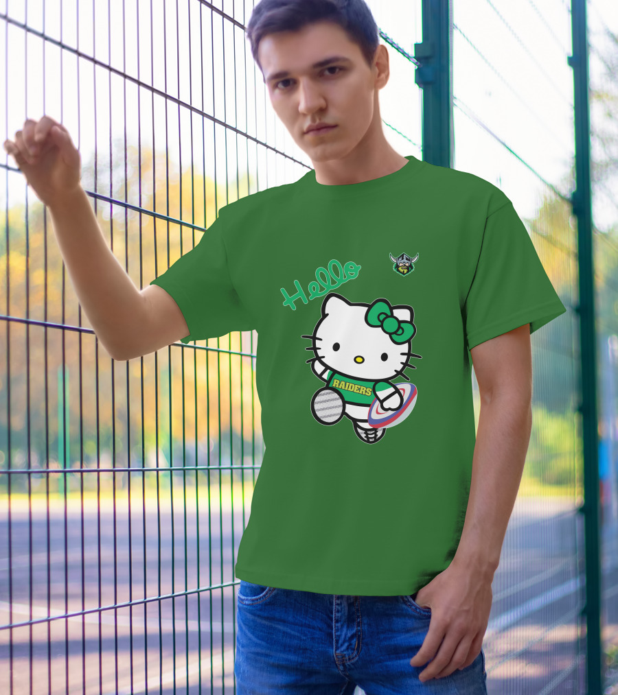 NRL1003 Hello Kitty Canberra Raiders Football T-Shirt