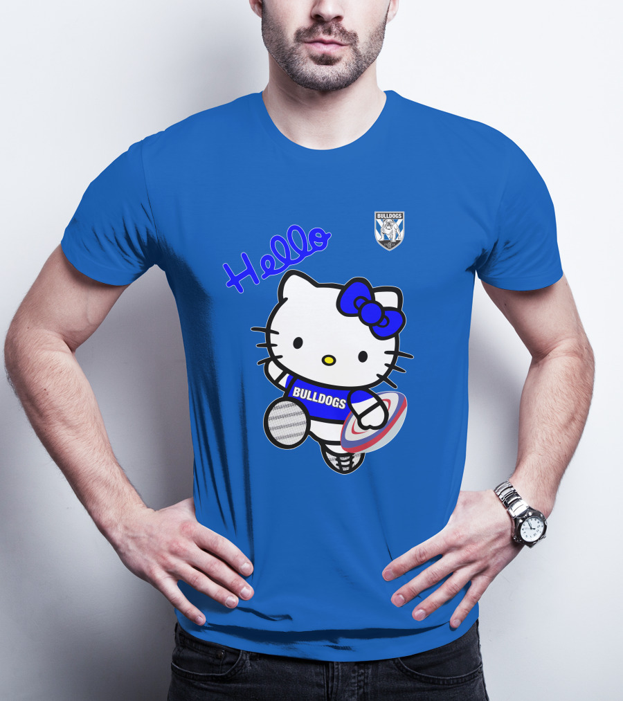 NRL1004 Hello Bulldogs Canterbury Bankstown Hello Kitty T-Shirt