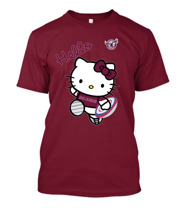 NRL1007 Manly Warringah Sea Eagles Hello Kitty Rugby Fan T-Shirt
