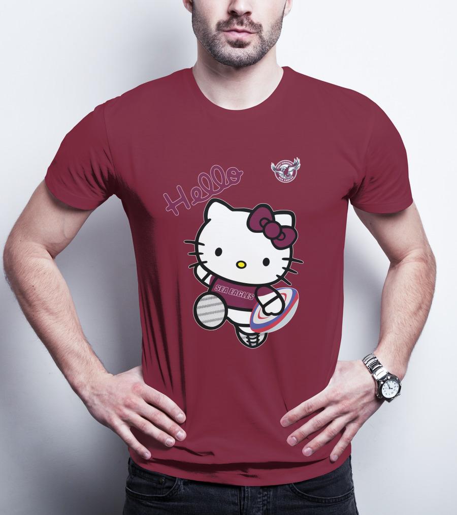 NRL1007 Manly Warringah Sea Eagles Hello Kitty Rugby Fan T-Shirt