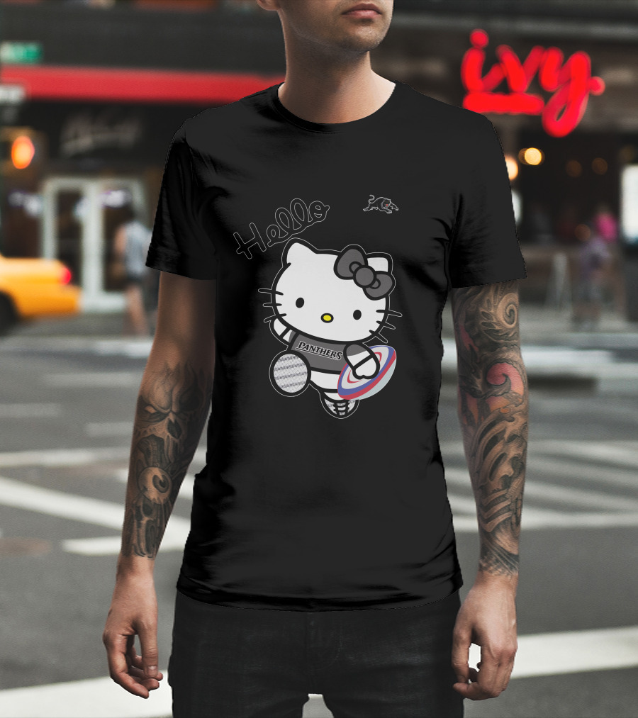 NRL1015 Penrith Panthers Hello Kitty Rugby Crossover T-Shirt
