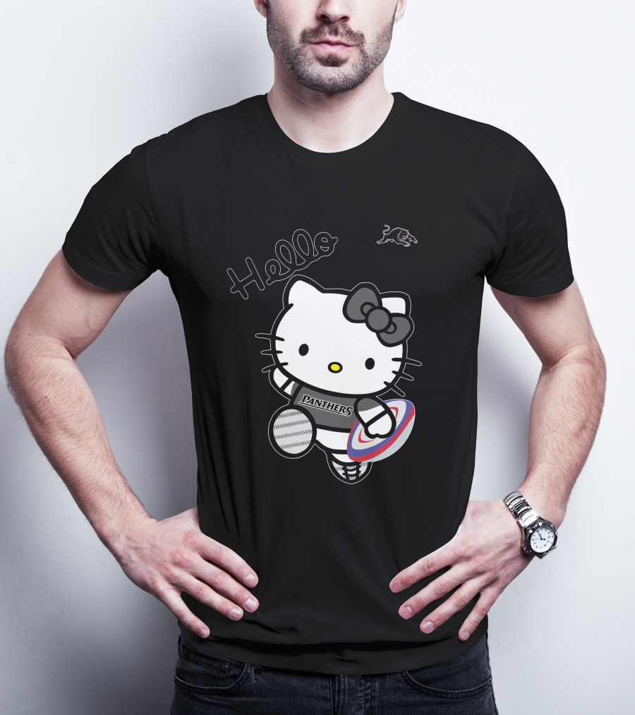 NRL1015 Penrith Panthers Hello Kitty Rugby Crossover T-Shirt