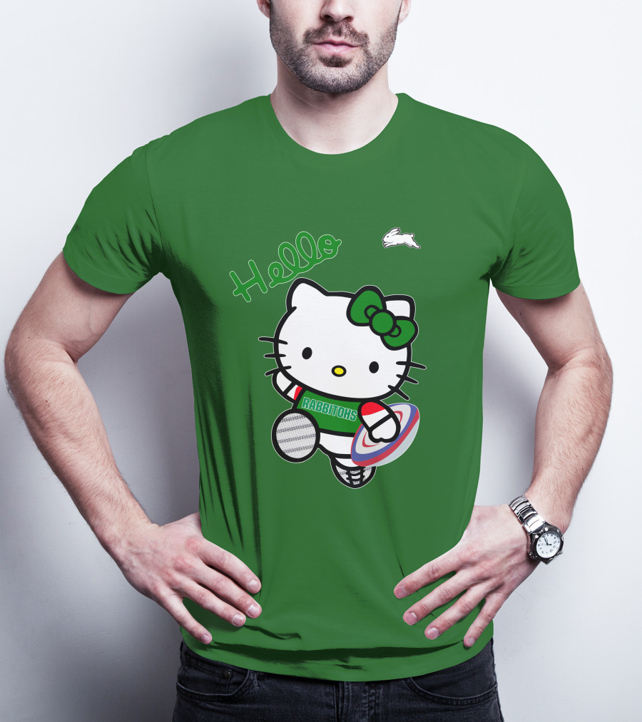 NRL1016 South Sydney Rabbitohs Hello Kitty Rugby Fan Collection T-Shirt
