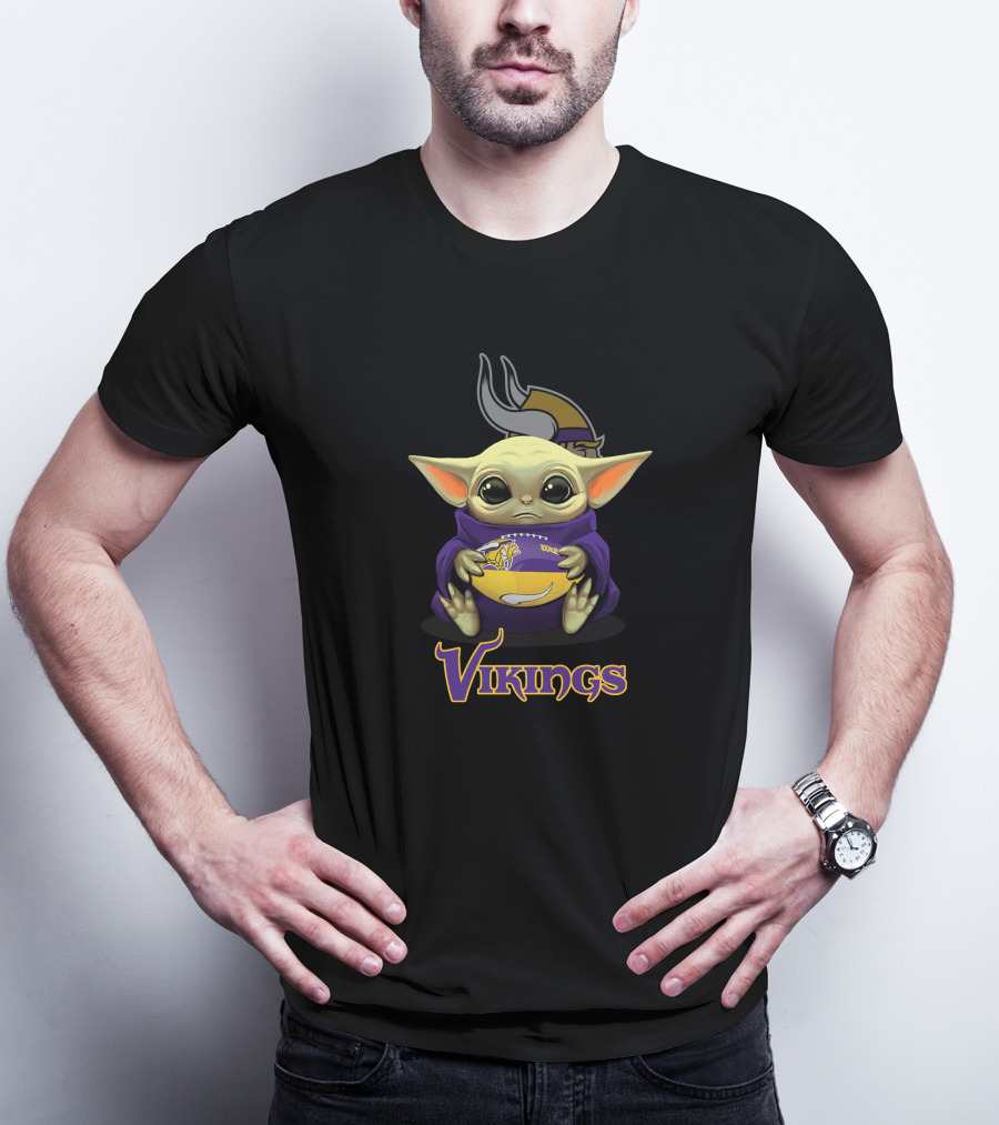 Vikings Baby Yoda With Minnesota Football T-Shirt