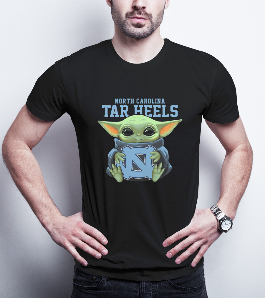 North Carolina Tar Heels Baby Yoda Holding UNC T-Shirt