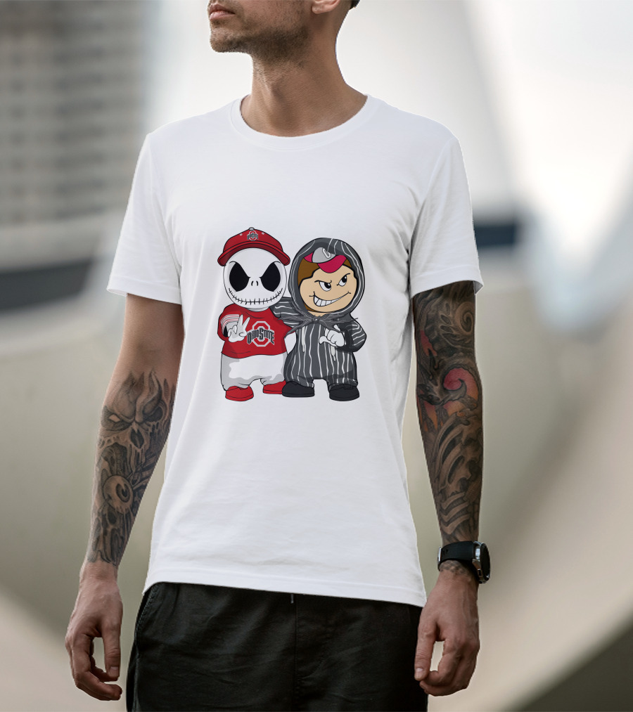 Ohio State Buckeyes Jack Skellington Character Friends In Team T-Shirt