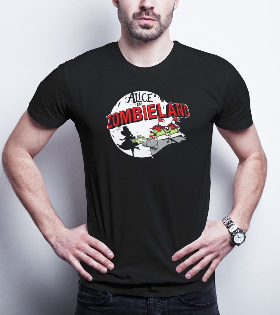 Alice In Zombieland Silhouette And Zombie Moon Combo T-Shirt