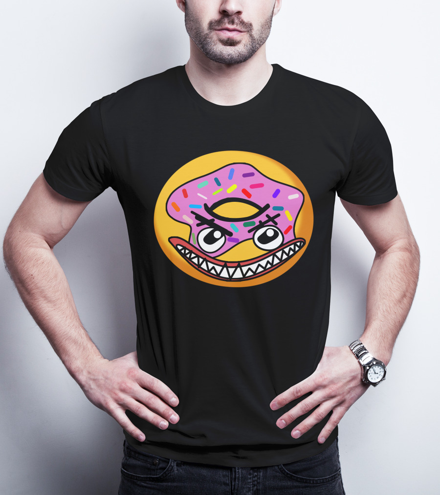 Angry Donut With Sprinkles And Fierce Face Emoji T-Shirt