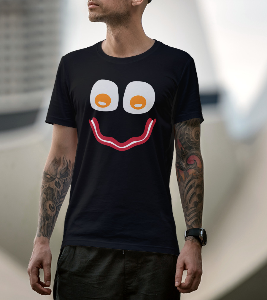 Bacon And Eggs Smiley Face T-Shirt