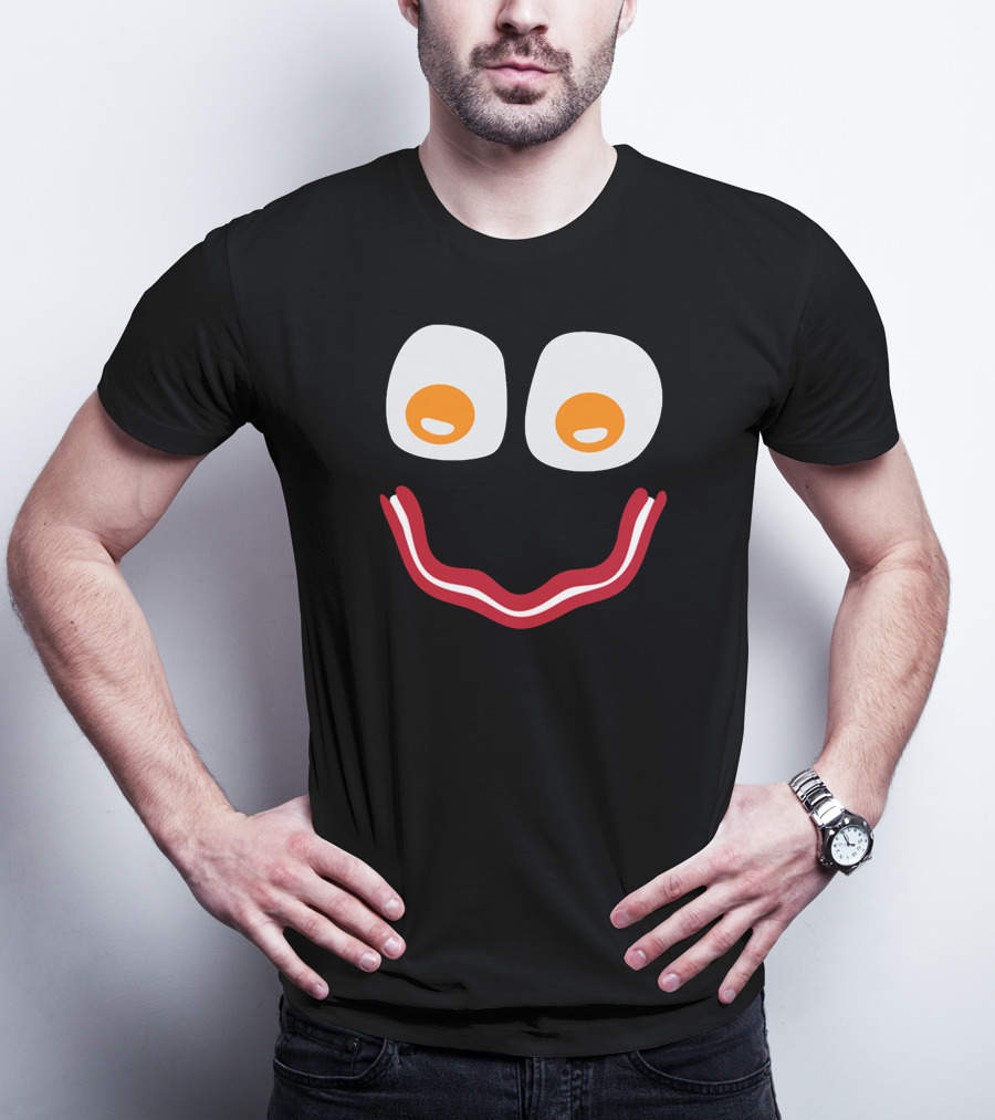 Bacon And Eggs Smiley Face T-Shirt