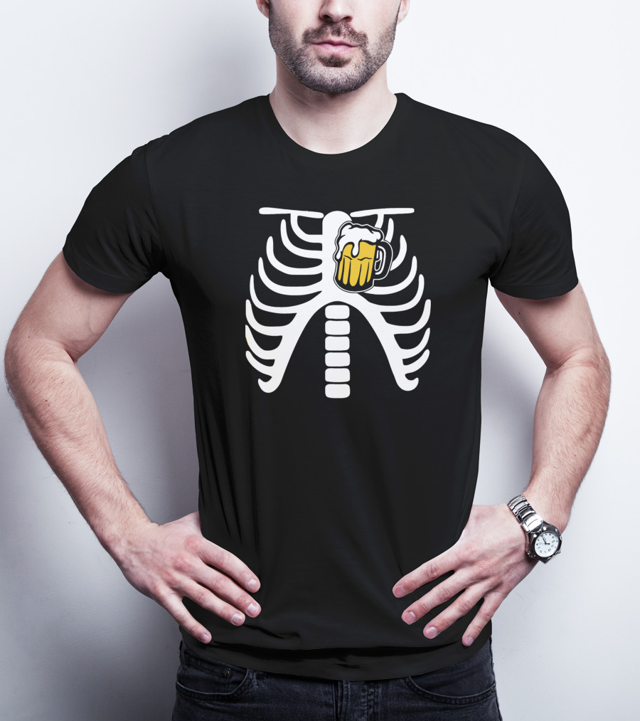 Beer Keeps Me Alive Mug Ribcage T-Shirt