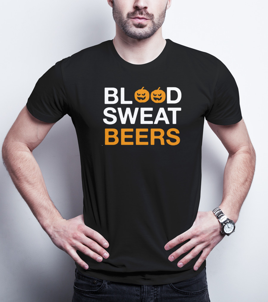 Blood Sweat Beers Halloween Pumpkins T-Shirt