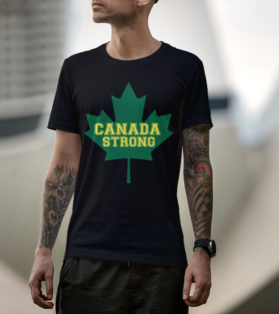 Canada Strong Maple Leaf Green And Yellow T-Shirt