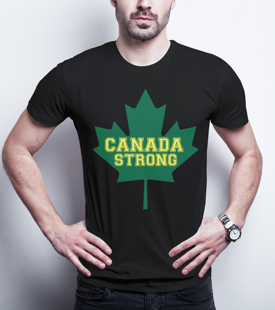Canada Strong Maple Leaf Green And Yellow T-Shirt