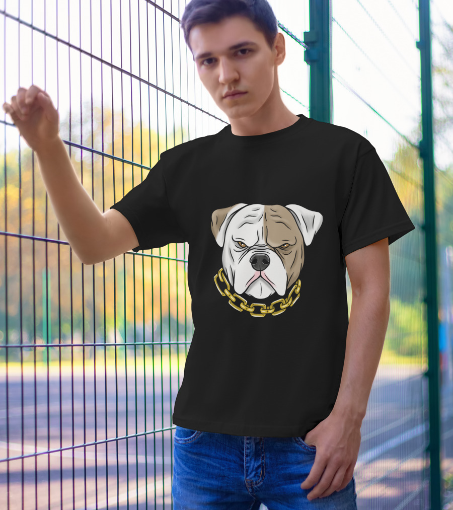 Pitbull Head With Gold Chain T-Shirt