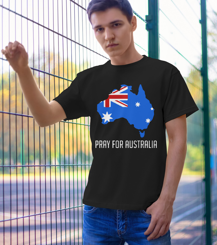 Pray For Australia Forest Fires Australia Map Flag Stars T-Shirt