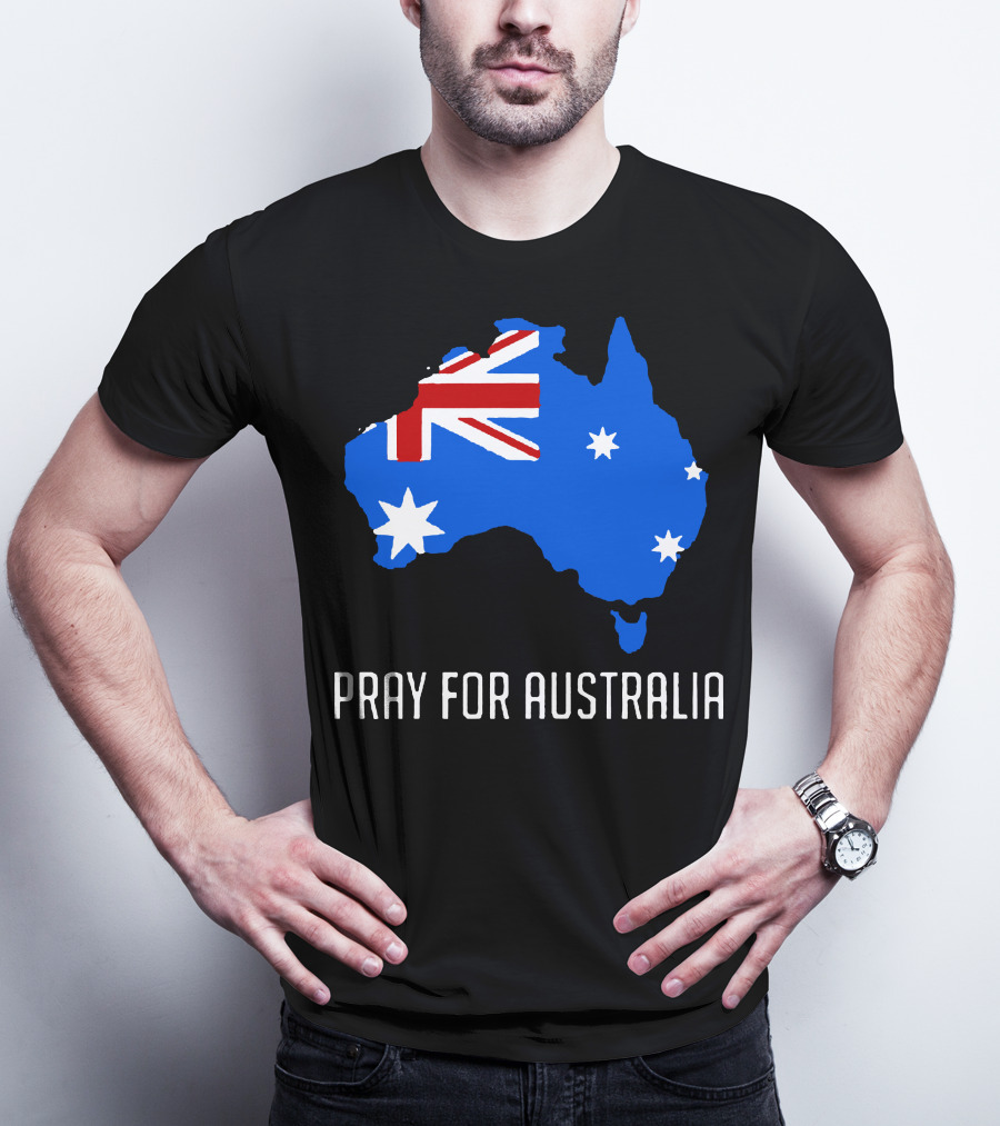Pray For Australia Forest Fires Australia Map Flag Stars T-Shirt