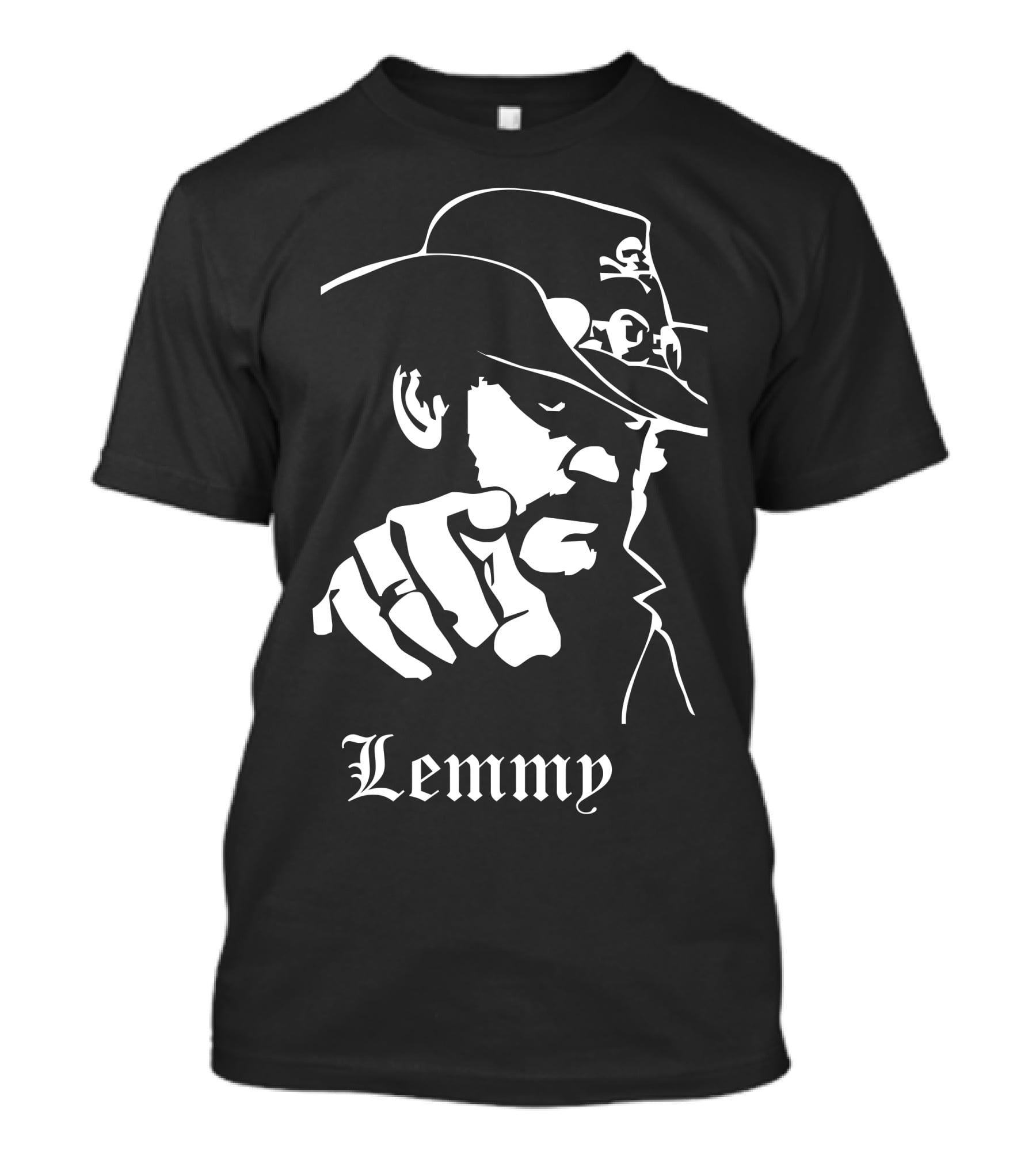 Lemmy Kilmister Memorial Tribute Iconic Figure With Hat And Crossbones T-Shirt