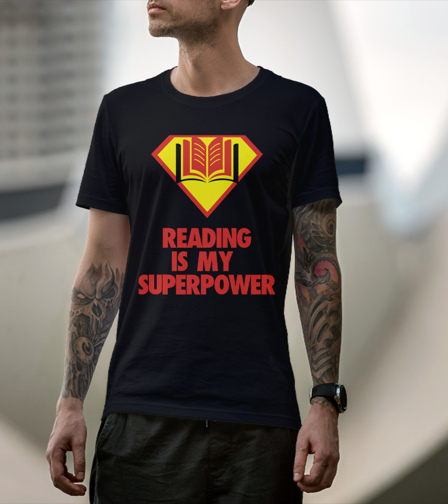 Reading Is My Superpower Book Emblem Hero T-Shirt