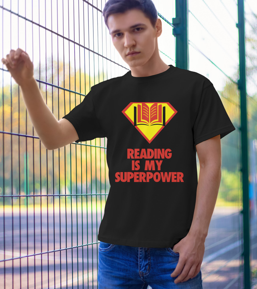 Reading Is My Superpower Book Emblem Hero T-Shirt