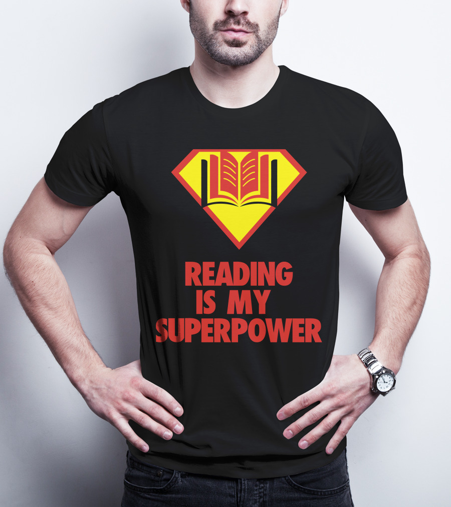Reading Is My Superpower Book Emblem Hero T-Shirt