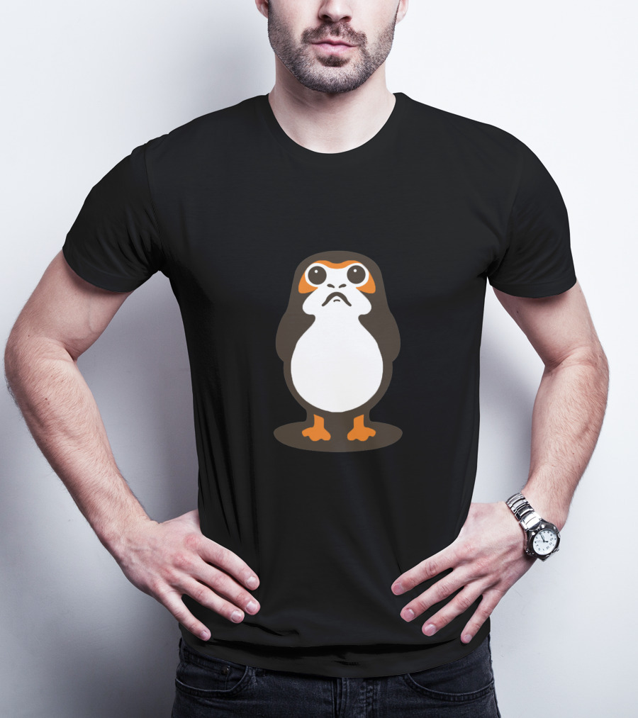Retro Galactic Penguin Meets Porg T-Shirt