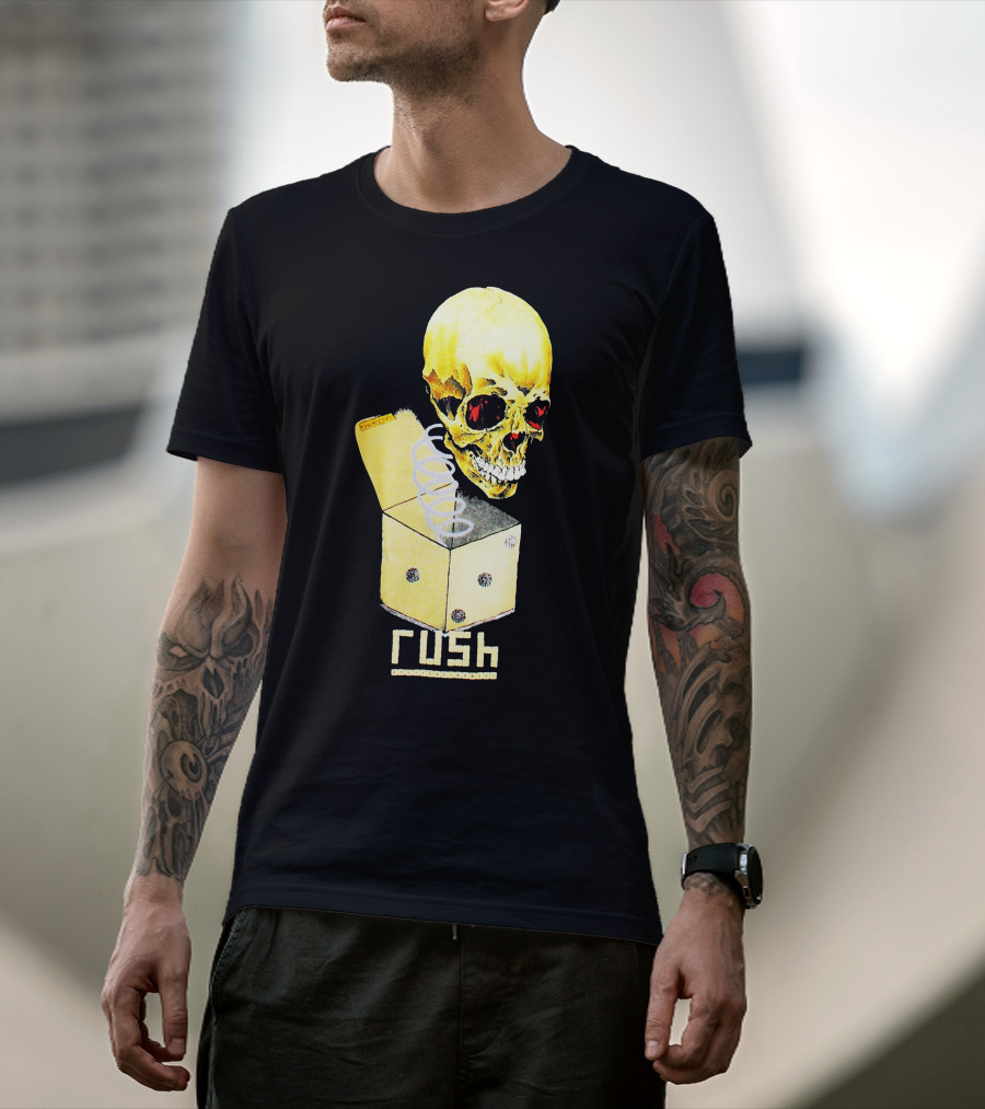 Rush Pushead Skull Springing From Dice Box T-Shirt