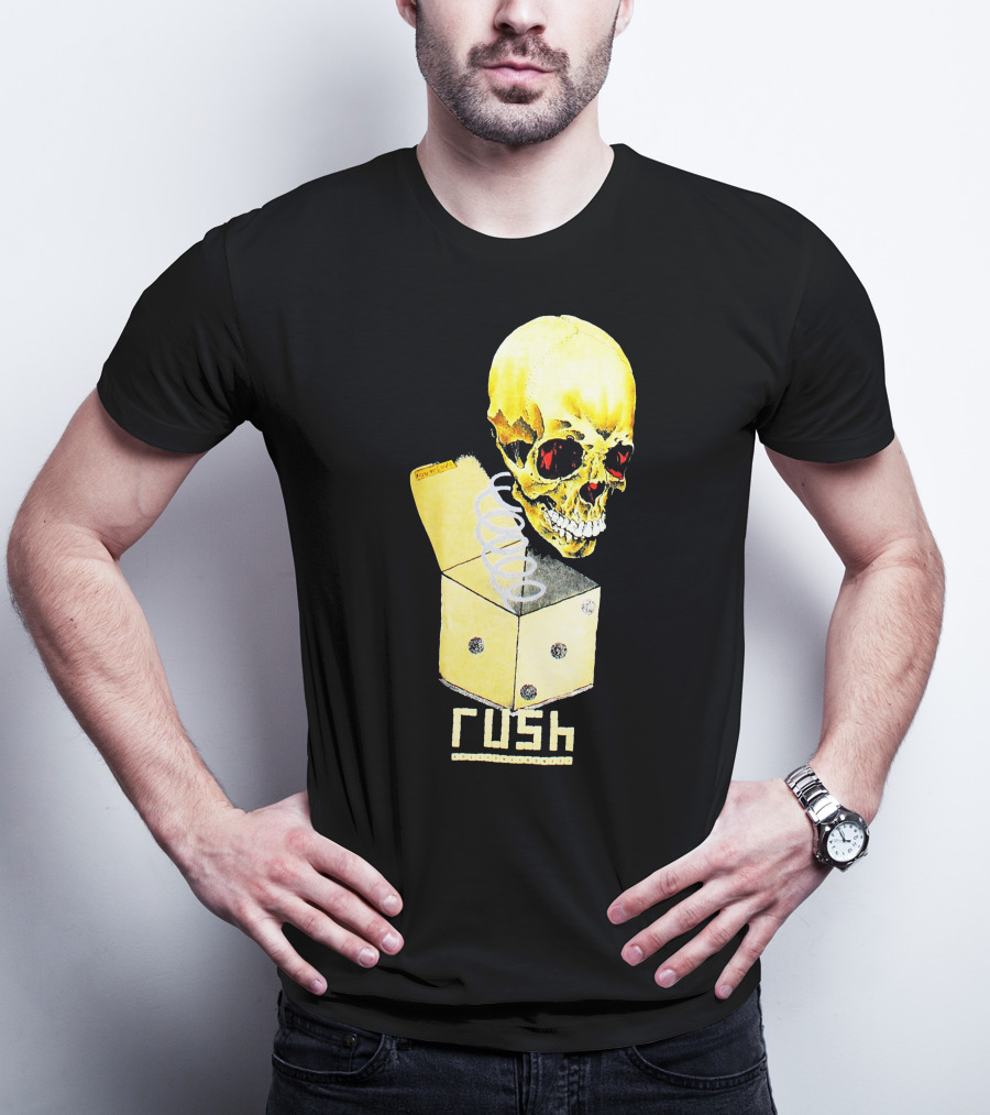 Rush Pushead Skull Springing From Dice Box T-Shirt