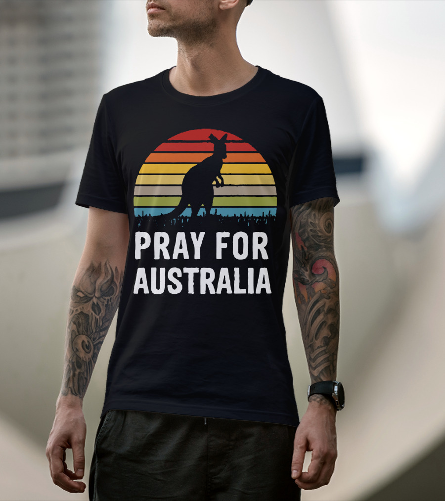 Pray For Australia Kangaroo Sunset T-Shirt