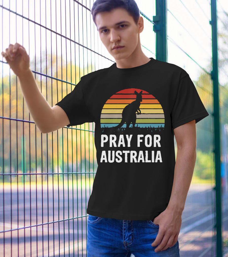 Pray For Australia Kangaroo Sunset T-Shirt