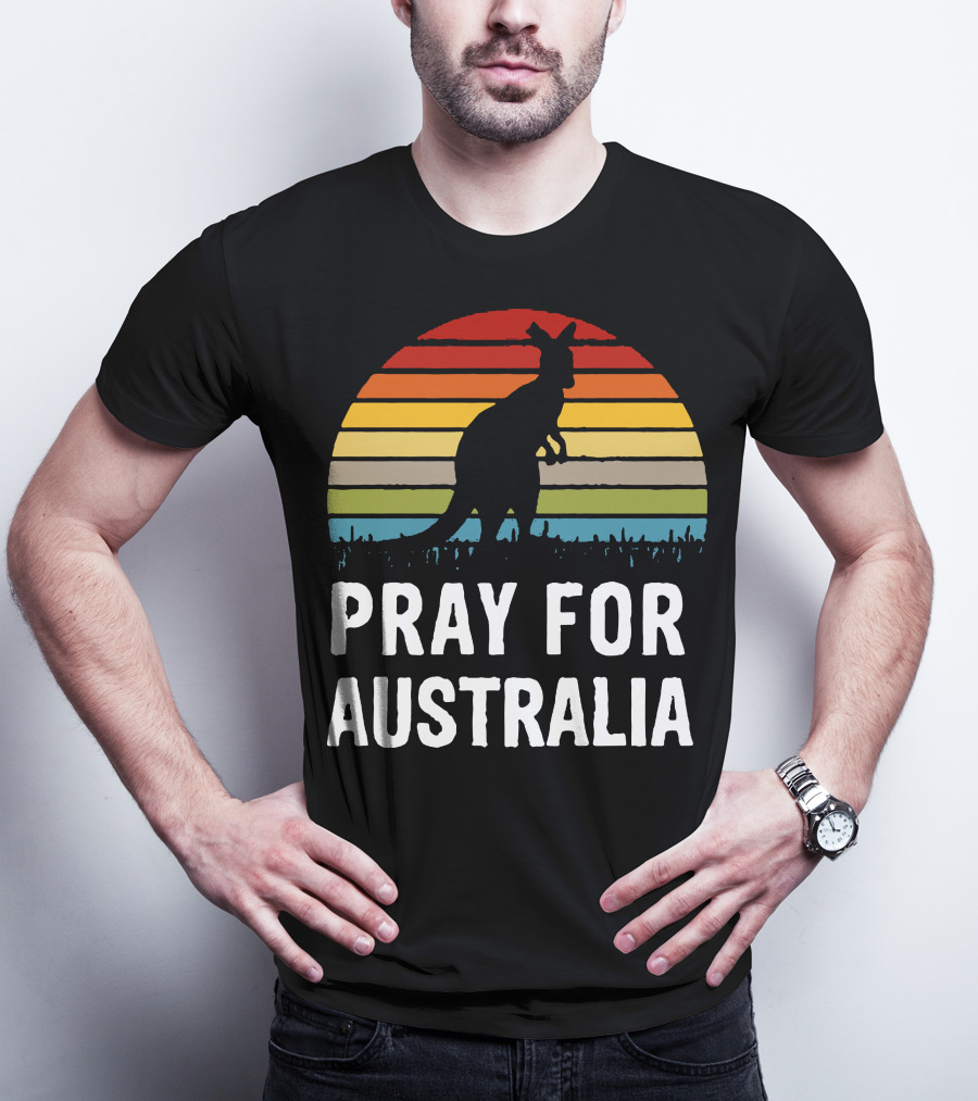 Pray For Australia Kangaroo Sunset T-Shirt