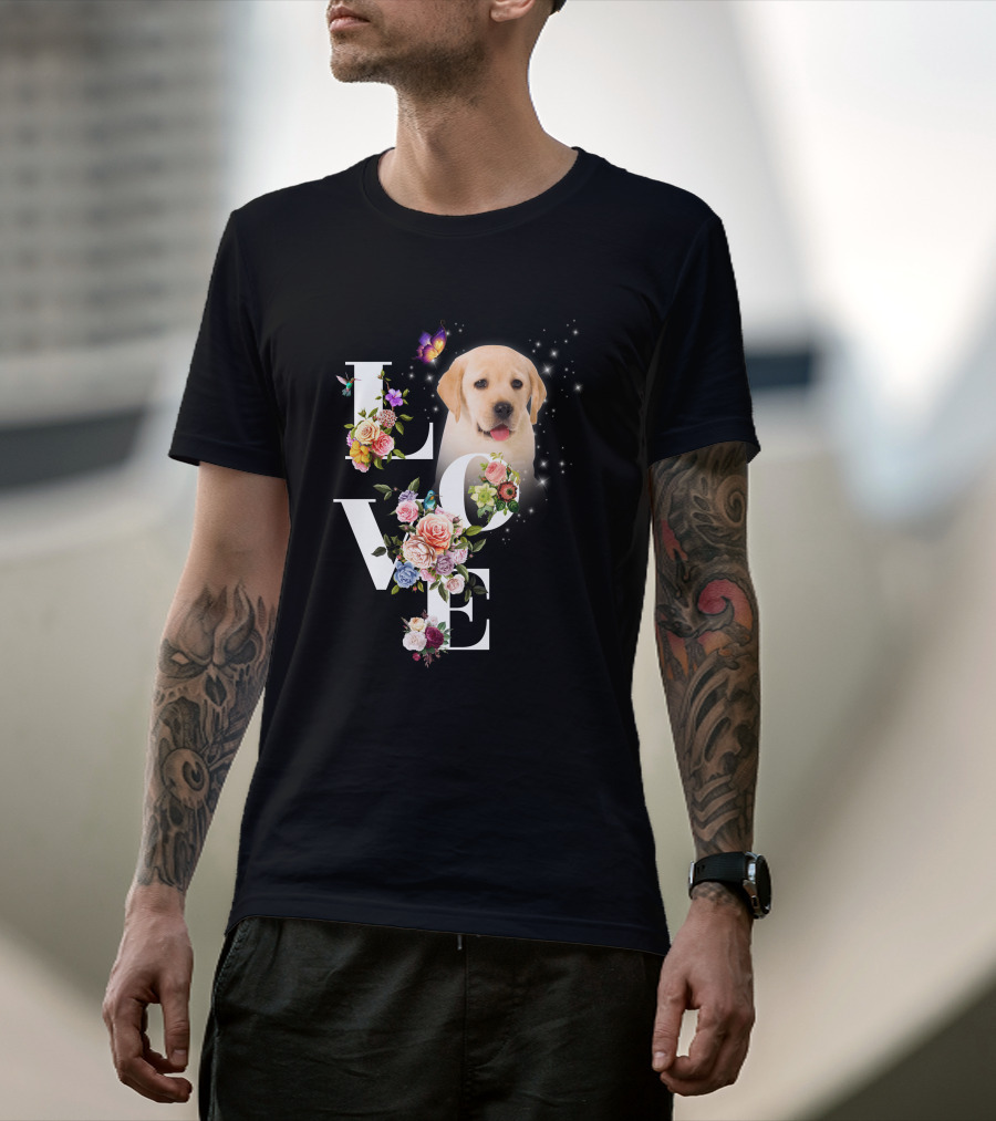 LOVE Labrador Flowers Butterfly Puppy Magic T-Shirt