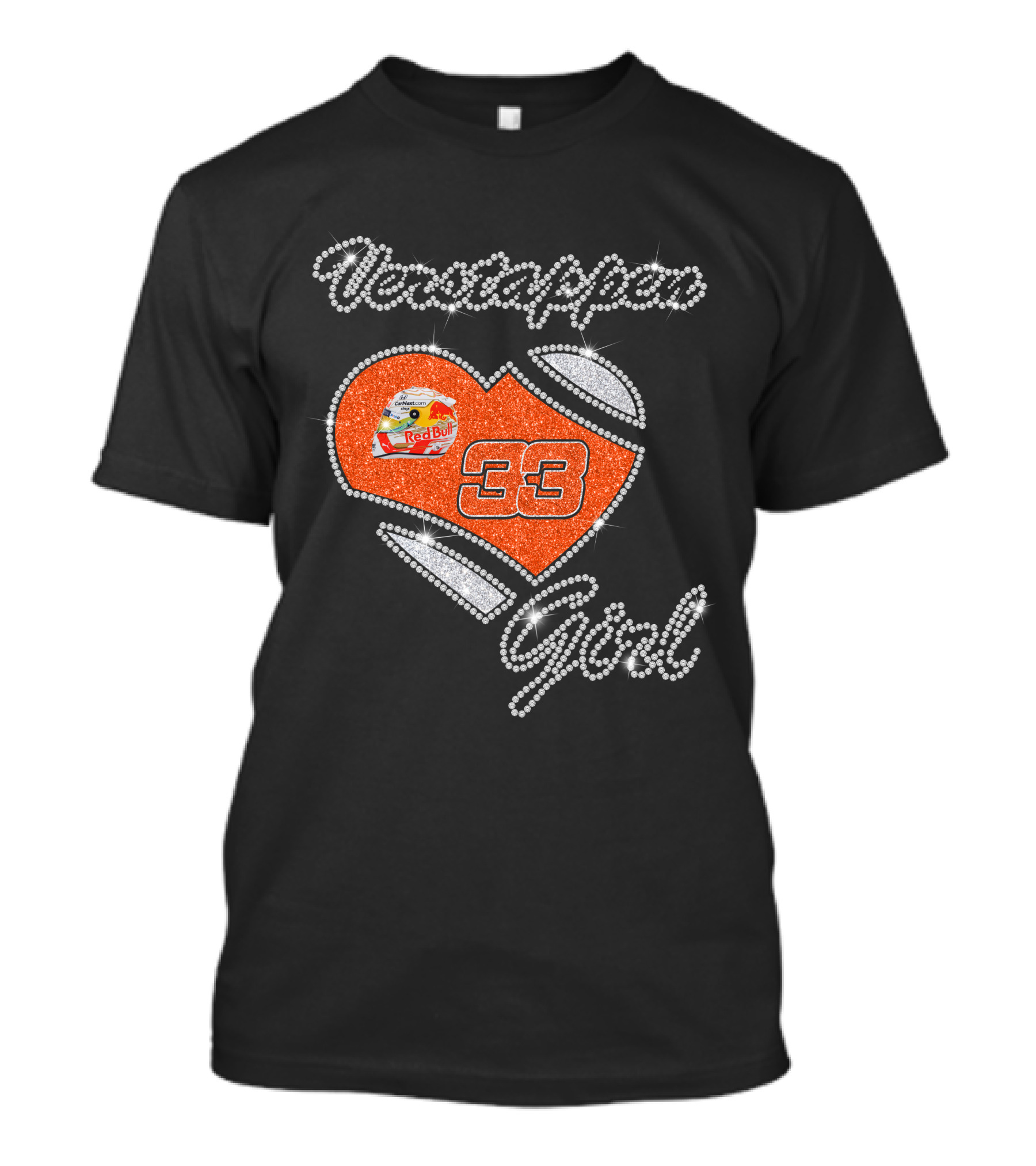 Verstappen Girl 33 Red Bull Heart Sparkle T-Shirt