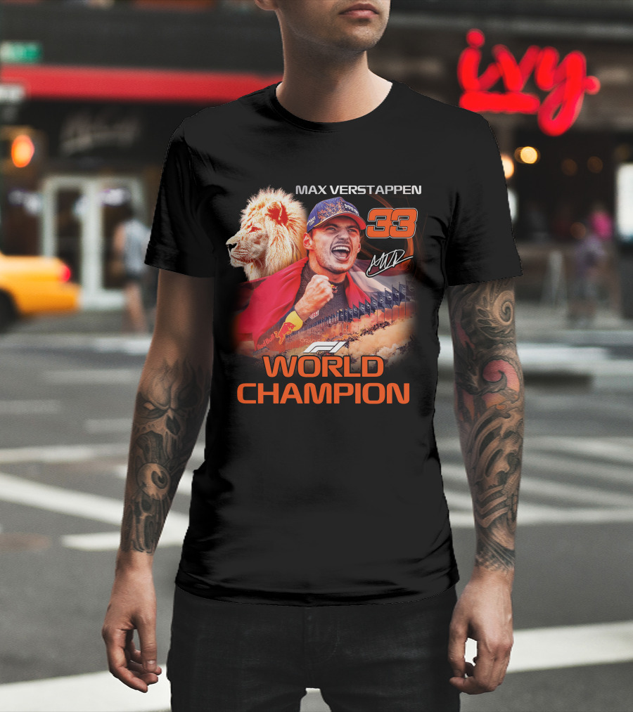 Max Verstappen 33 World Champion Felice Mav Lion F1 T-Shirt