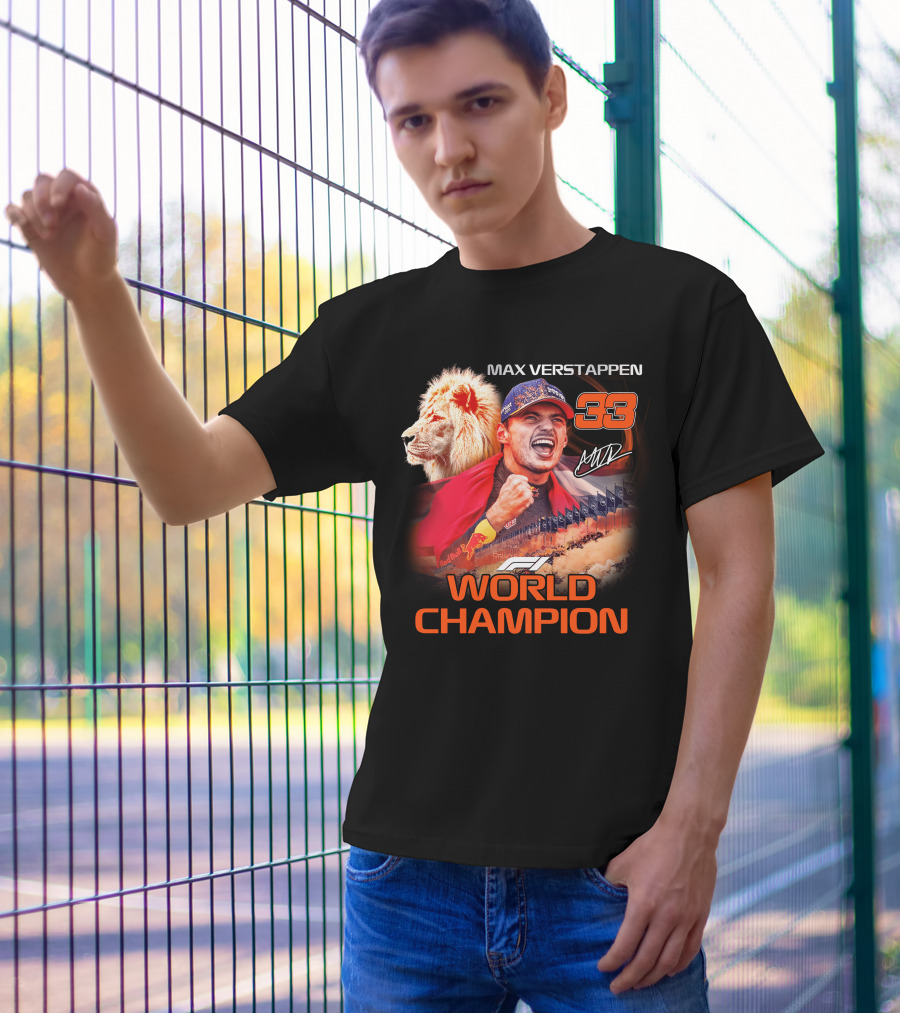 Max Verstappen 33 World Champion Felice Mav Lion F1 T-Shirt